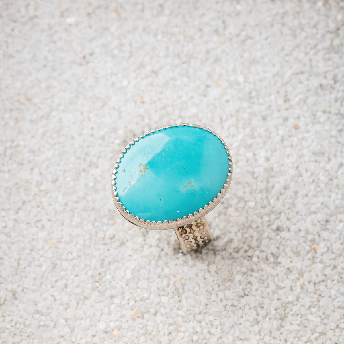Sleeping Beauty Turquoise Oval Ring on Scallop Pattern Band – Original ...